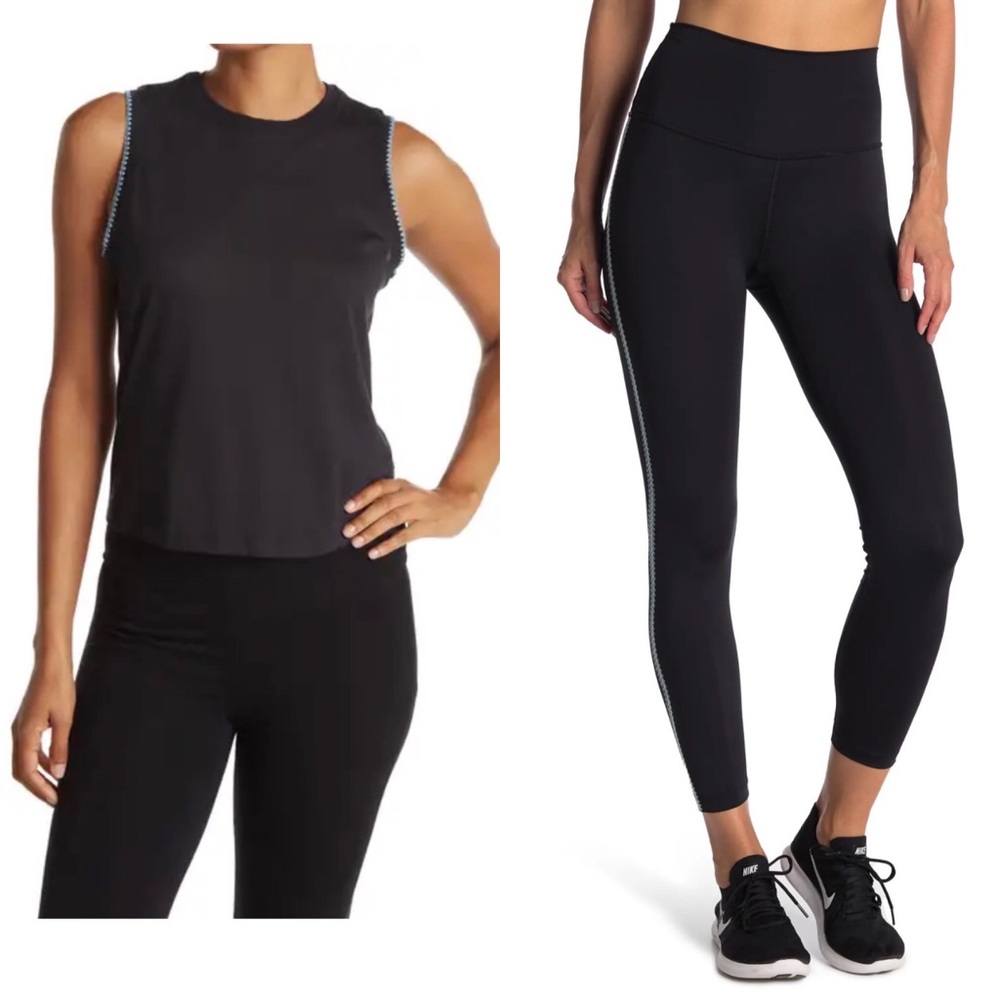 Nike Set Crochet High Rise Leggings & Crew Neck Tank - Gem